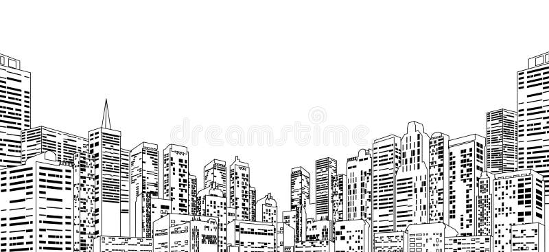 Line Contour Cityscape stock vector. Illustration of town - 89352557