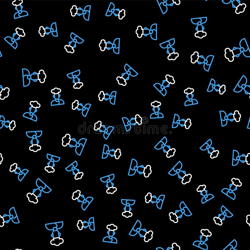 Line Cook Icon Isolated Seamless Pattern on Black Background. Chef ...