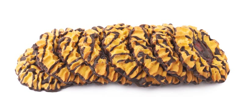 Line of Cookies Isolated Over the White Background Stock Photo - Image ...