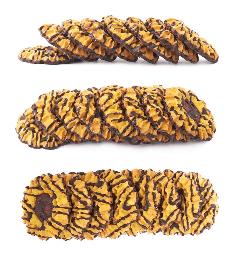 Line of Cookies Isolated Over the White Background Stock Photo - Image ...