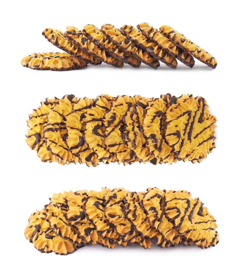 Line of Cookies Isolated Over the White Background Stock Image - Image ...