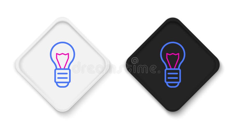 Line Creative Lamp Light Idea Icon Isolated on White Background ...