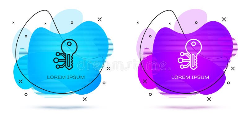 Line Cryptocurrency Key Icon Isolated on White Background. Concept of ...