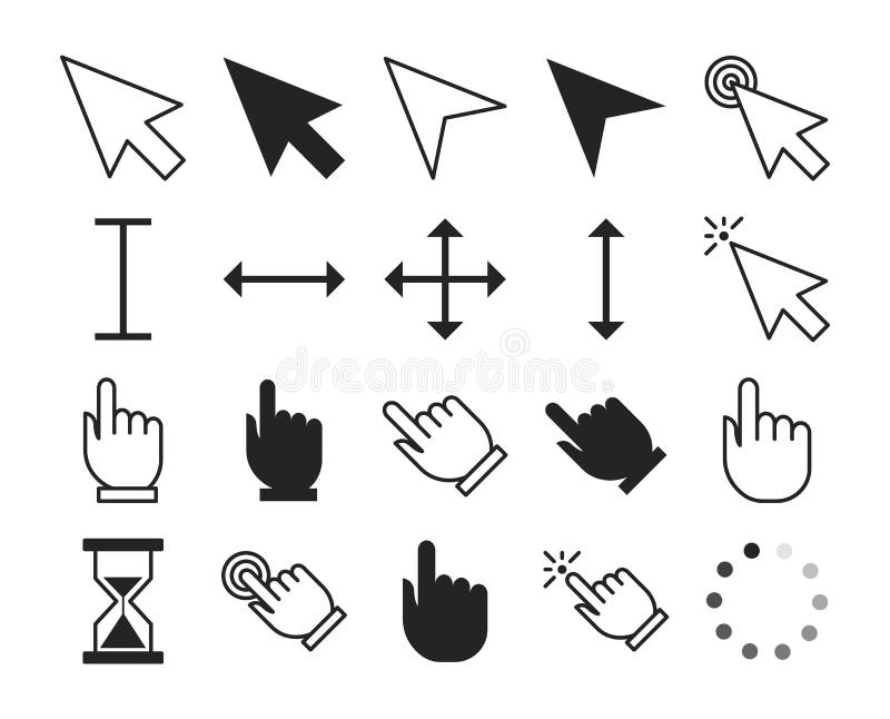Arrow Symbol Vector Isolated. Cursor in Line Art Style Stock ...