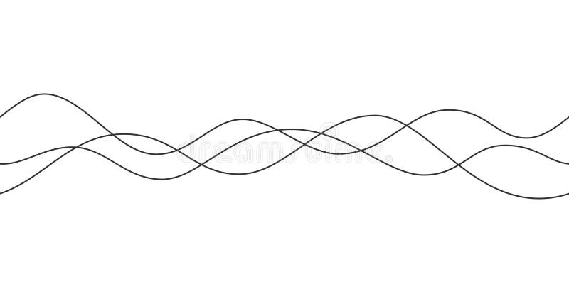 Line Curve Waves. Thin Wavy Line Seamless Pattern. Abstract Dynamic ...