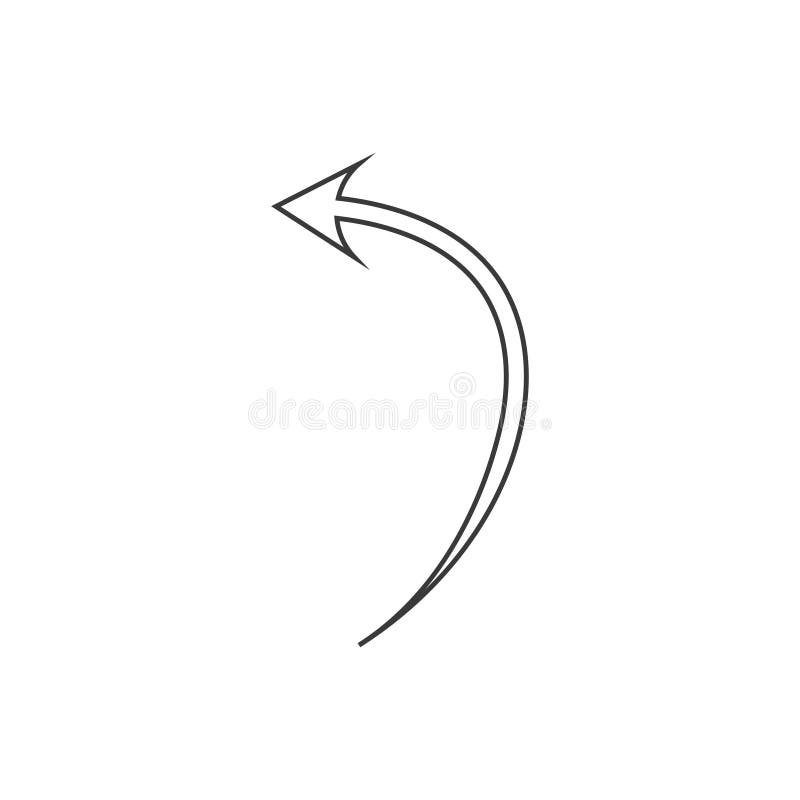Line Curved Arrow Icon Vector. Curve Arrow Icon Stock Illustration ...