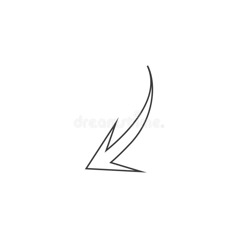Line Curved Arrow Icon Vector. Curve Arrow Icon Stock Illustration ...
