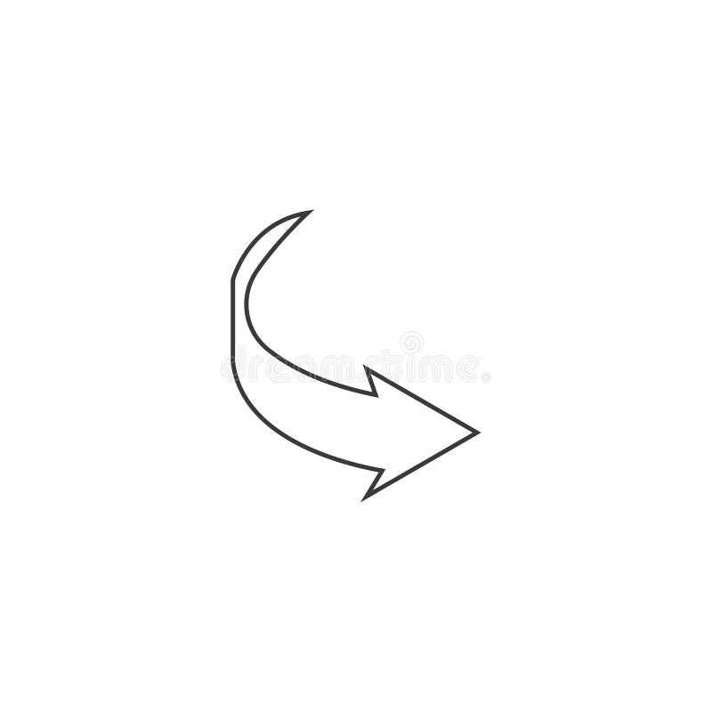 Line Curved Arrow Icon Vector. Curve Arrow Icon Stock Illustration ...