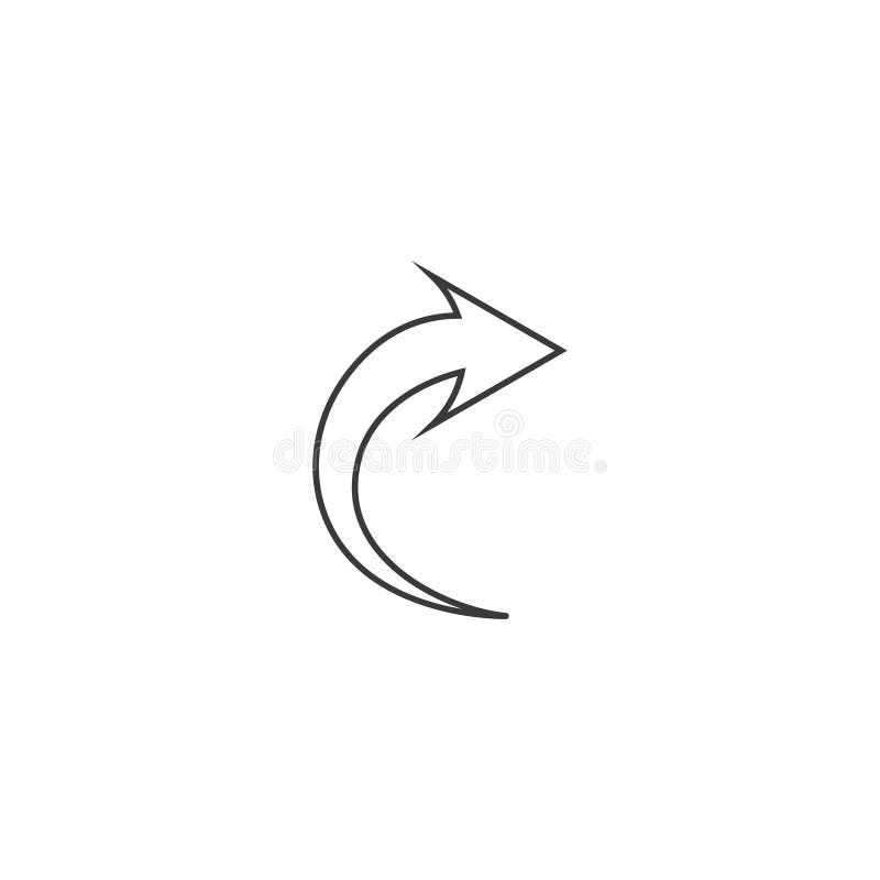 Line Curved Arrow Icon Vector. Curve Arrow Icon Stock Illustration ...