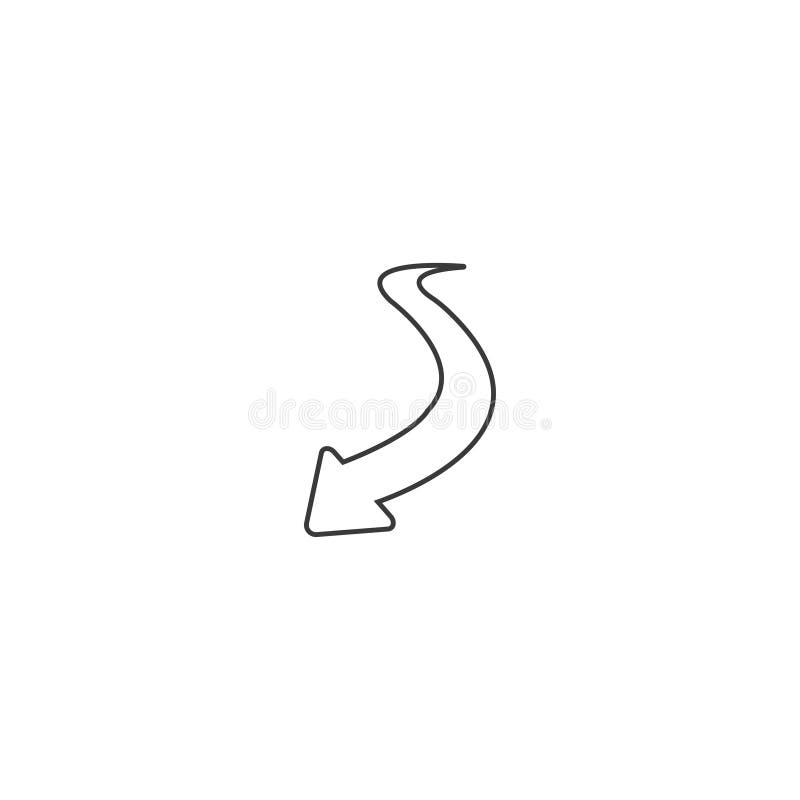 Line Curved Arrow Icon Vector. Curve Arrow Icon Stock Illustration ...