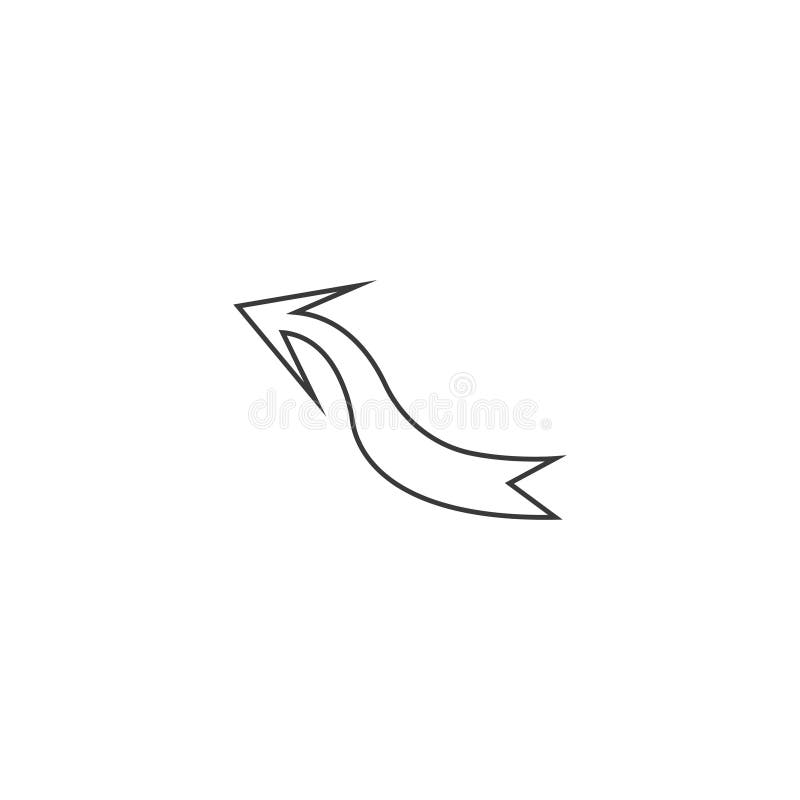 Line Curved Arrow Icon Vector. Curve Arrow Icon Stock Illustration ...