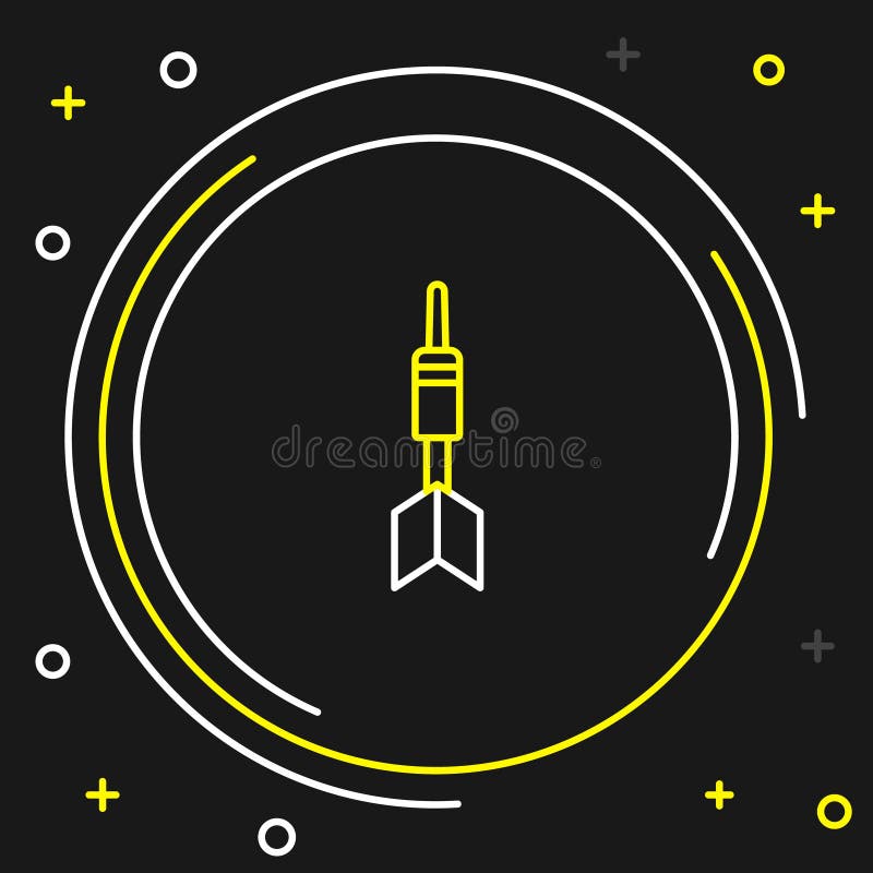 Line Dart Arrow Icon Isolated on Black Background. Colorful Outline ...
