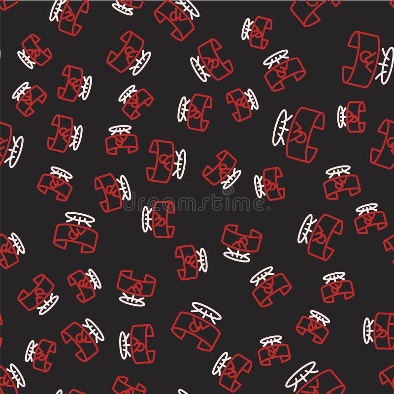 Line 360 Degree View Icon Isolated Seamless Pattern on Black Background ...