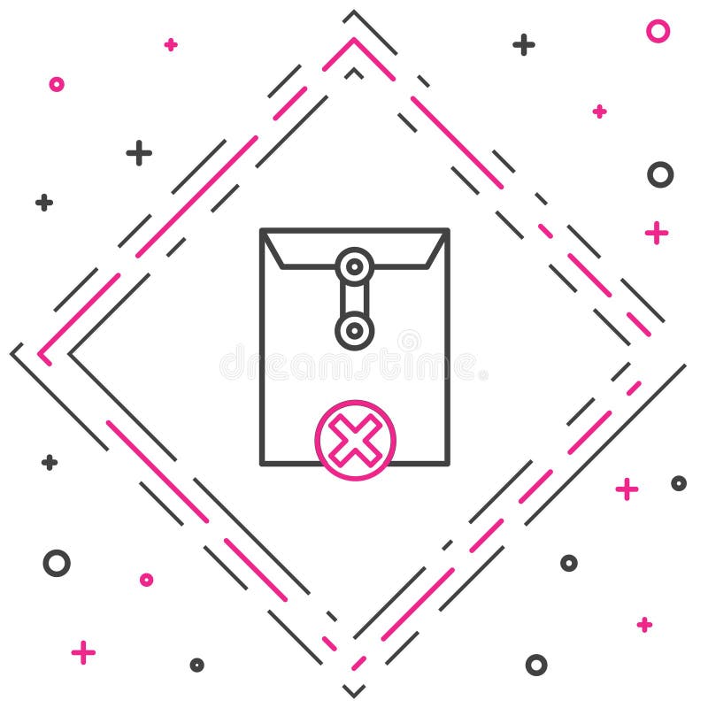 Line Delete Envelope Icon Isolated on White Background. Delete or Error ...