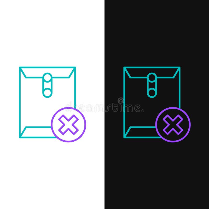 Line Delete Envelope Icon Isolated on White and Black Background ...