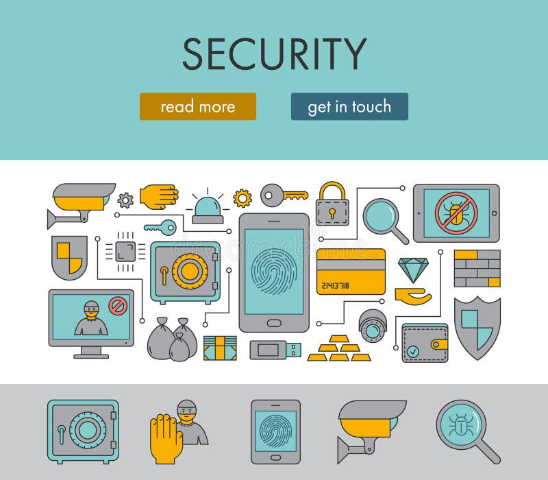 Line Design Concept Horizontal Banner for Security Stock Illustration ...