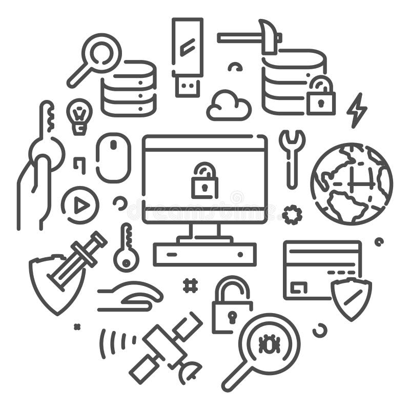 Line Design Concept for Internet Security Stock Illustration ...