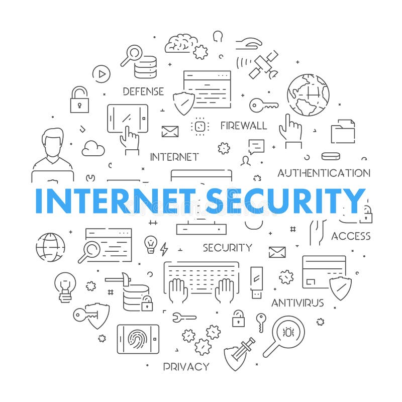 Line Design Concept for Internet Security Stock Illustration ...