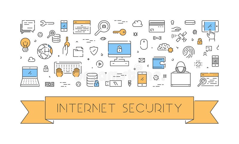 Line Design Concept for Internet Security Stock Illustration ...