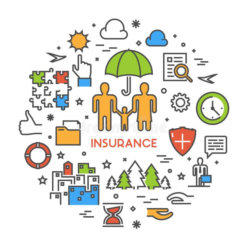 Line Design Concept for Life Insurance Stock Illustration ...