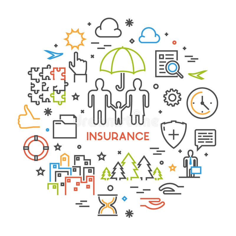 Line Design Concept Web Banner for Insurance Stock Illustration ...