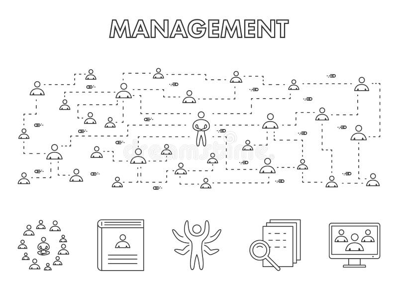 Line Design Concept Web Banner for Management Team. Stock Illustration ...
