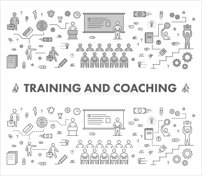 Line Design Concept Banner for Training and Coaching Stock Illustration ...