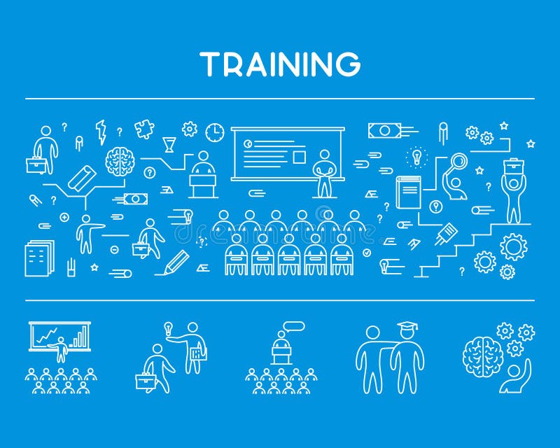 Line Design Concept Web Banner for Training. Stock Illustration ...