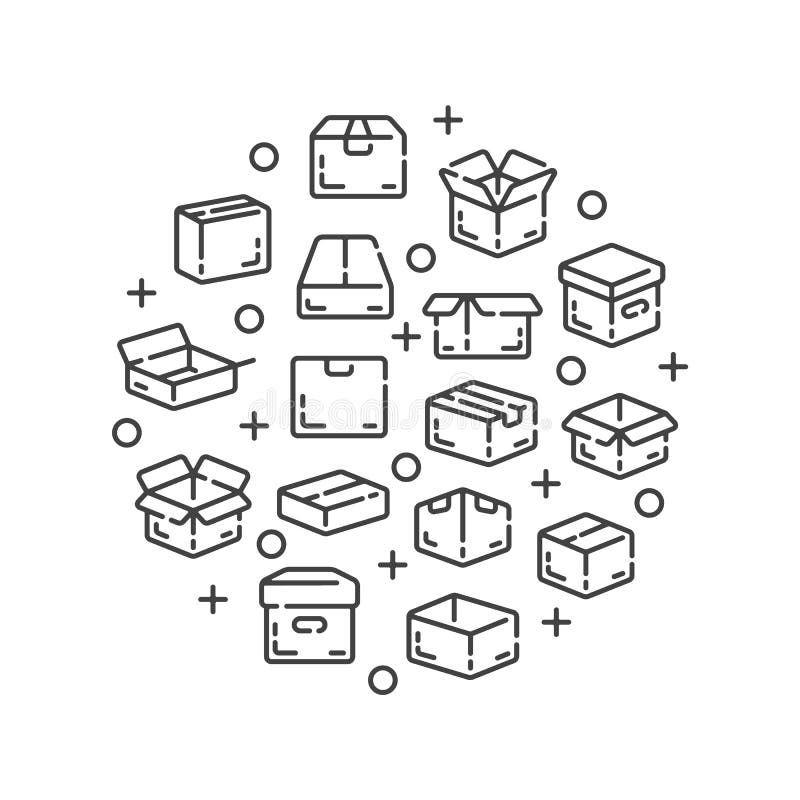 Line Design with Delivery, Send Box or Package Elements. Vector ...