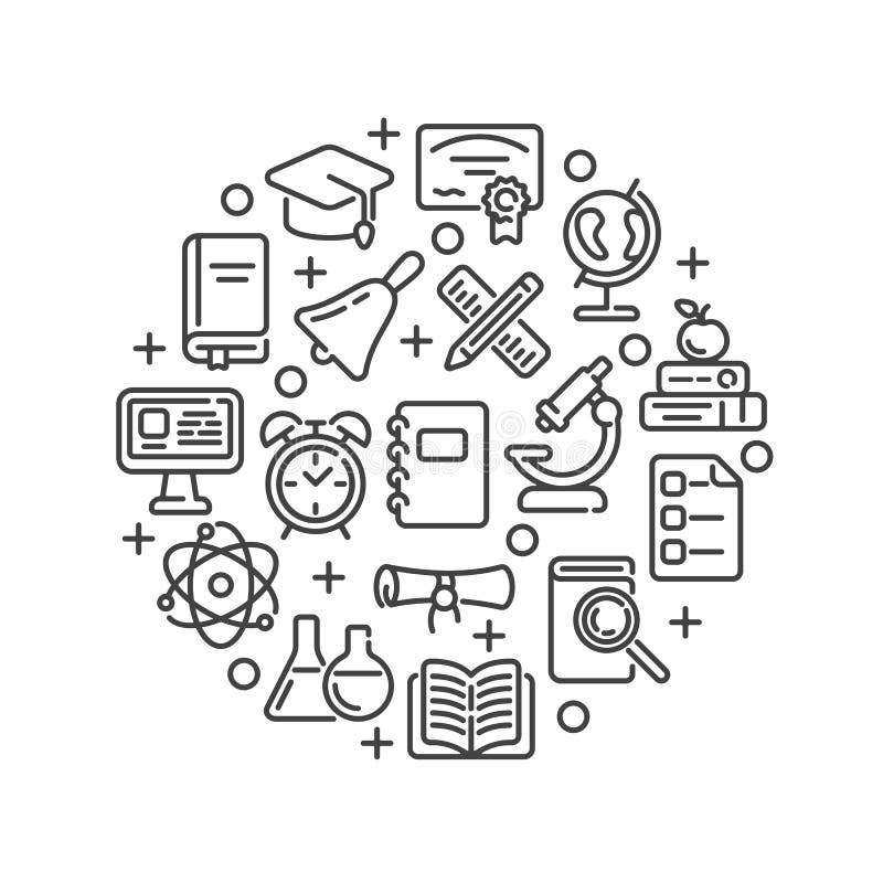 Line Design with Education Elements. Vector Illustration. Stock Vector ...