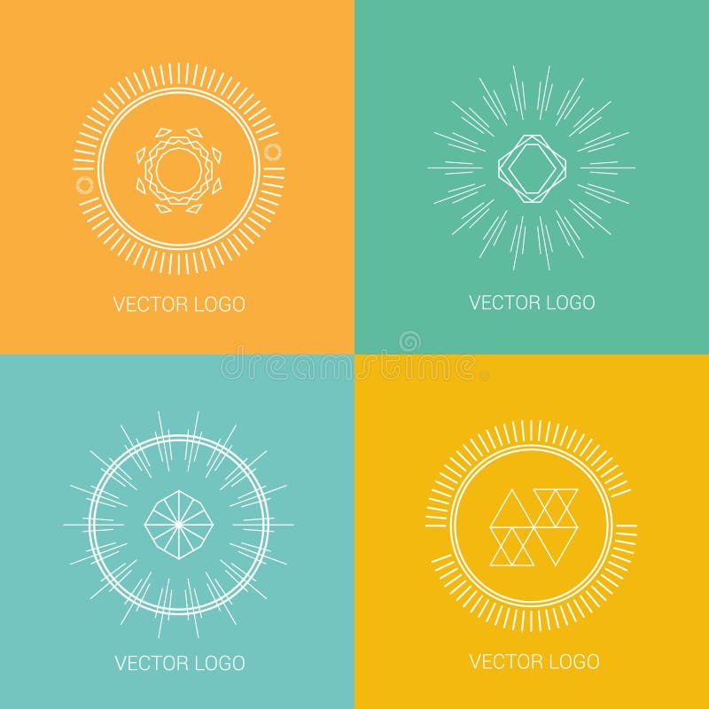 Line Design Logos and Icons Elements for Cards or Stock Vector ...
