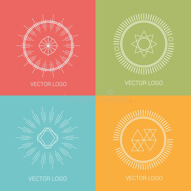 Line Design Logos and Icons Elements for Cards or Stock Vector ...