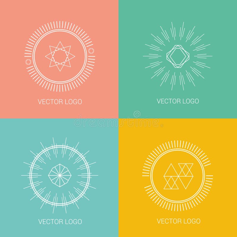 Line Design Logos and Icons Elements for Cards or Stock Vector ...