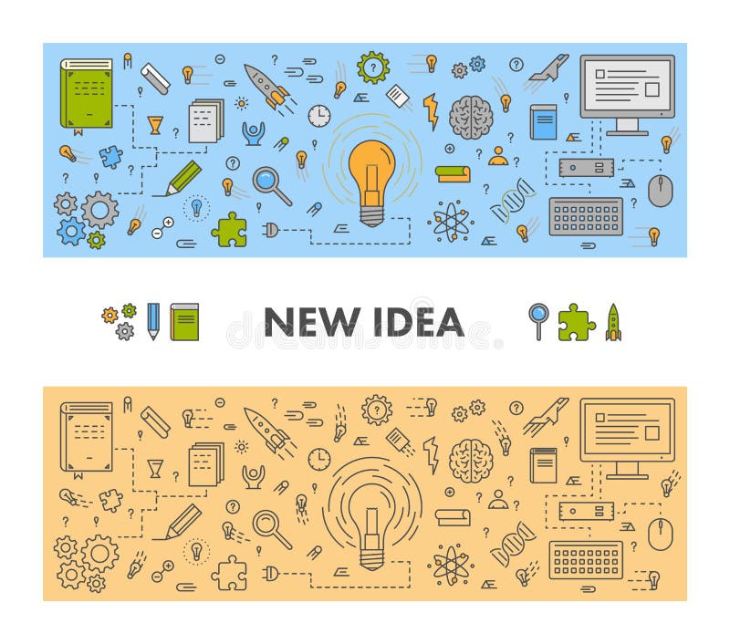 Line Design Web Concept for New Idea Stock Illustration - Illustration ...