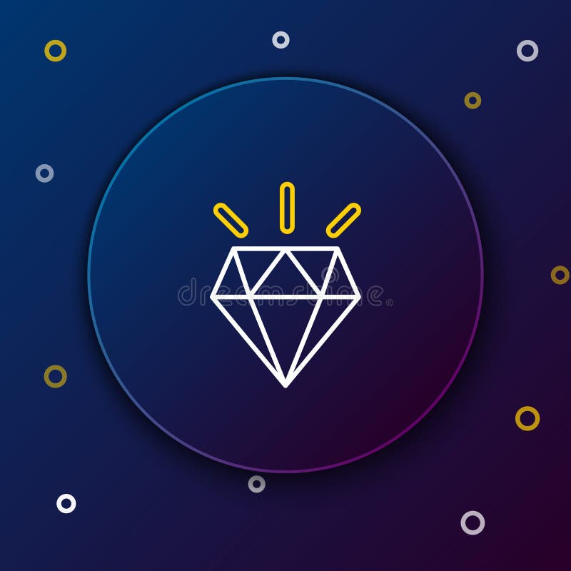 Line Diamond Teeth Icon Isolated on Blue Background. Colorful Outline ...