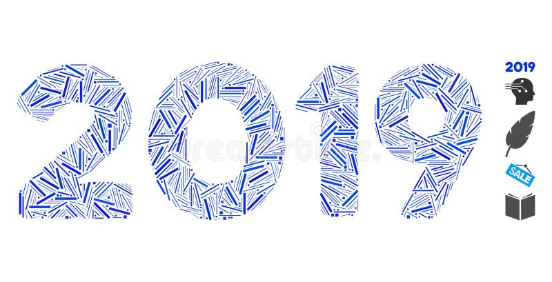Line 2019 Digits Text Icon Vector Collage Stock Illustration ...
