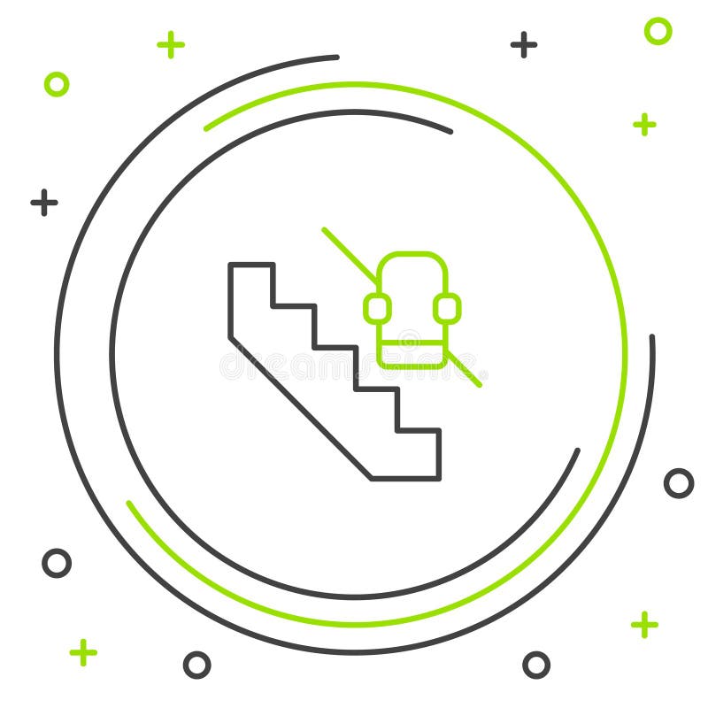 Line Disabled Access Elevator Lift Escalator Icon Isolated on White ...