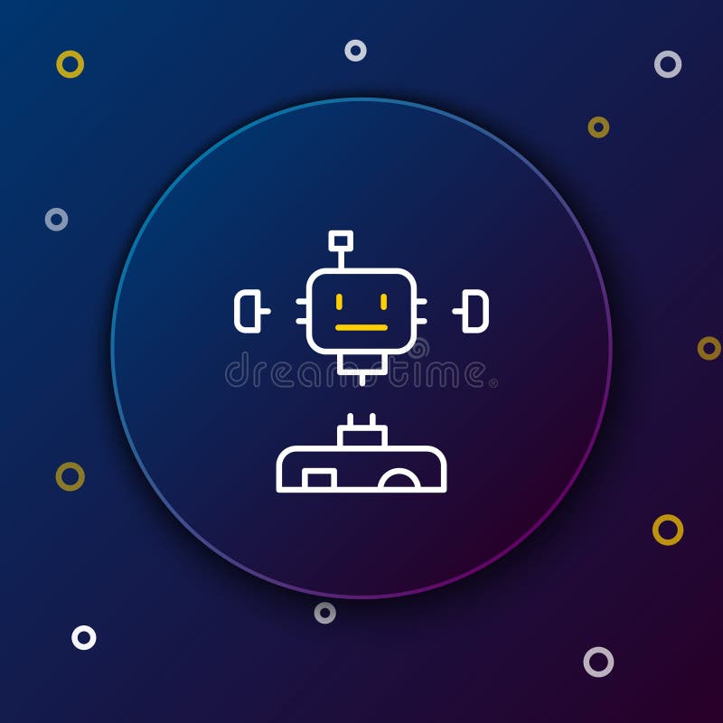 Line Disassembled Robot Icon Isolated on Blue Background. Artificial ...