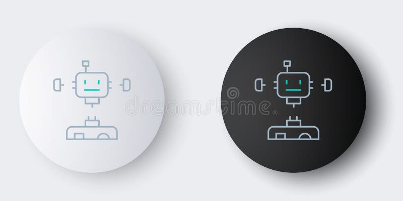 Line Disassembled Robot Icon Isolated on Grey Background. Artificial ...