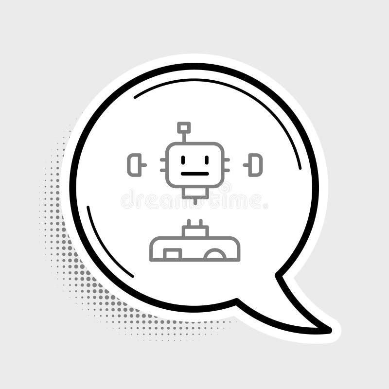 Line Disassembled Robot Icon Isolated on Grey Background. Artificial ...