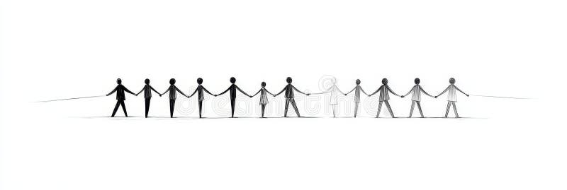 A Line of Diverse Stick Figures Holding Hands Symbolizing Collaboration ...