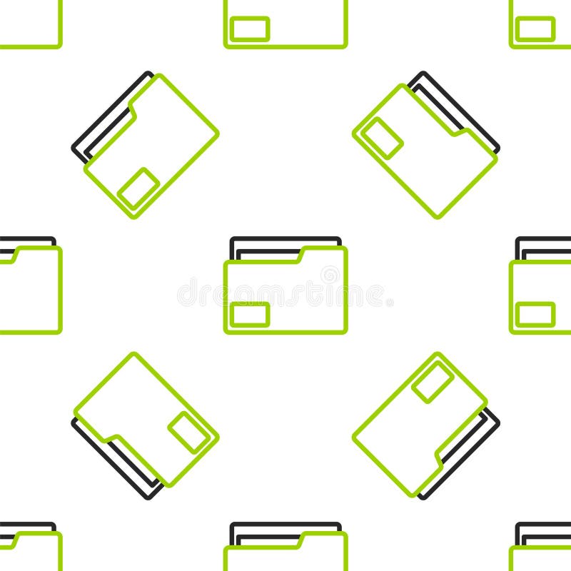 Line Document Folder Icon Isolated Seamless Pattern on White Background ...