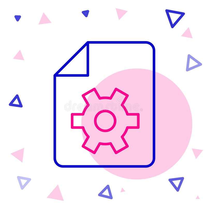 Line Document Settings with Gears Icon Isolated on White Background ...
