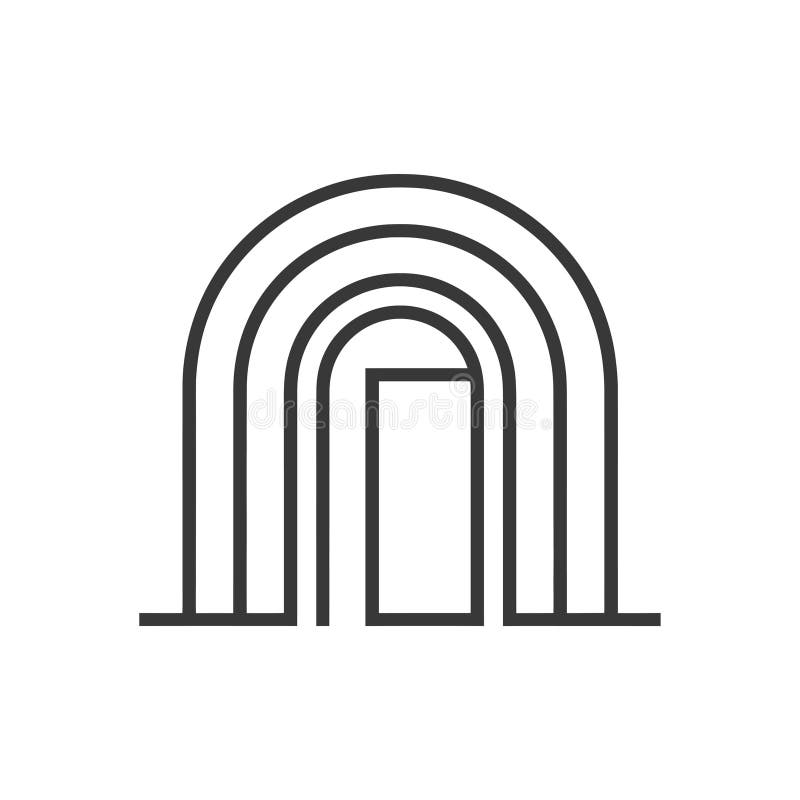 Abstract Geometric Archway with Door: Minimalist Line Art Design Stock ...