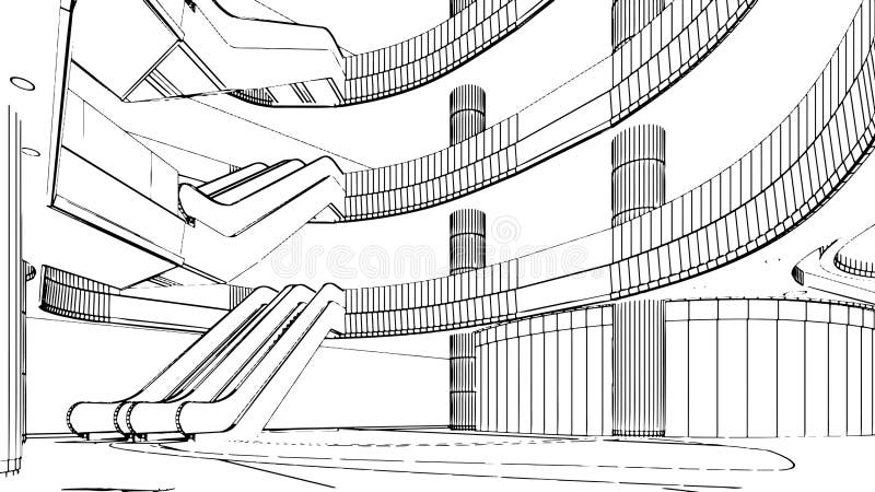 Department Store Line Drawing,a Line Drawing Using Interior ...