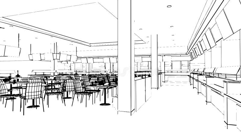 Line Drawing of the Area of the Department Store Hall, the Food Store ...