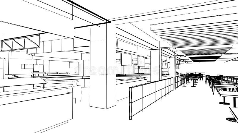 Department Store Line Drawing,a Line Drawing Using Interior ...