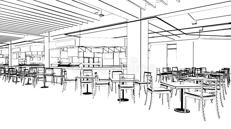 Line Drawing of the Area of the Department Store Hall, the Food Store ...