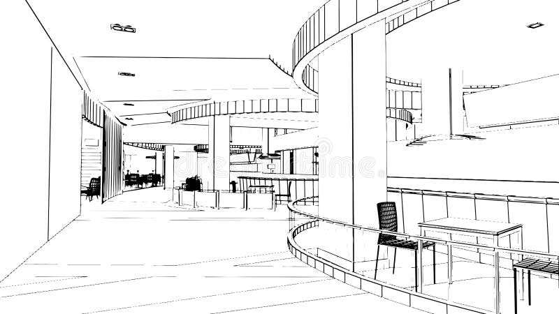 Line Drawing of the Area of the Department Store Hall, the Food Store ...
