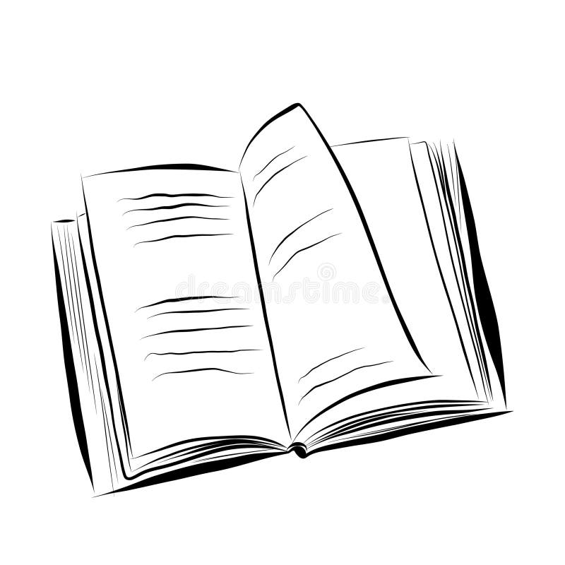 Line Drawing. Line Art of an Open Book Stock Vector - Illustration of ...